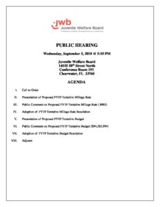 I. First Public Hearing Agenda - JWB